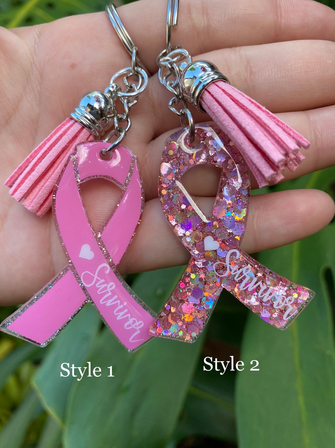 Breast Cancer Ribbon Inspired Keychain - Etsy