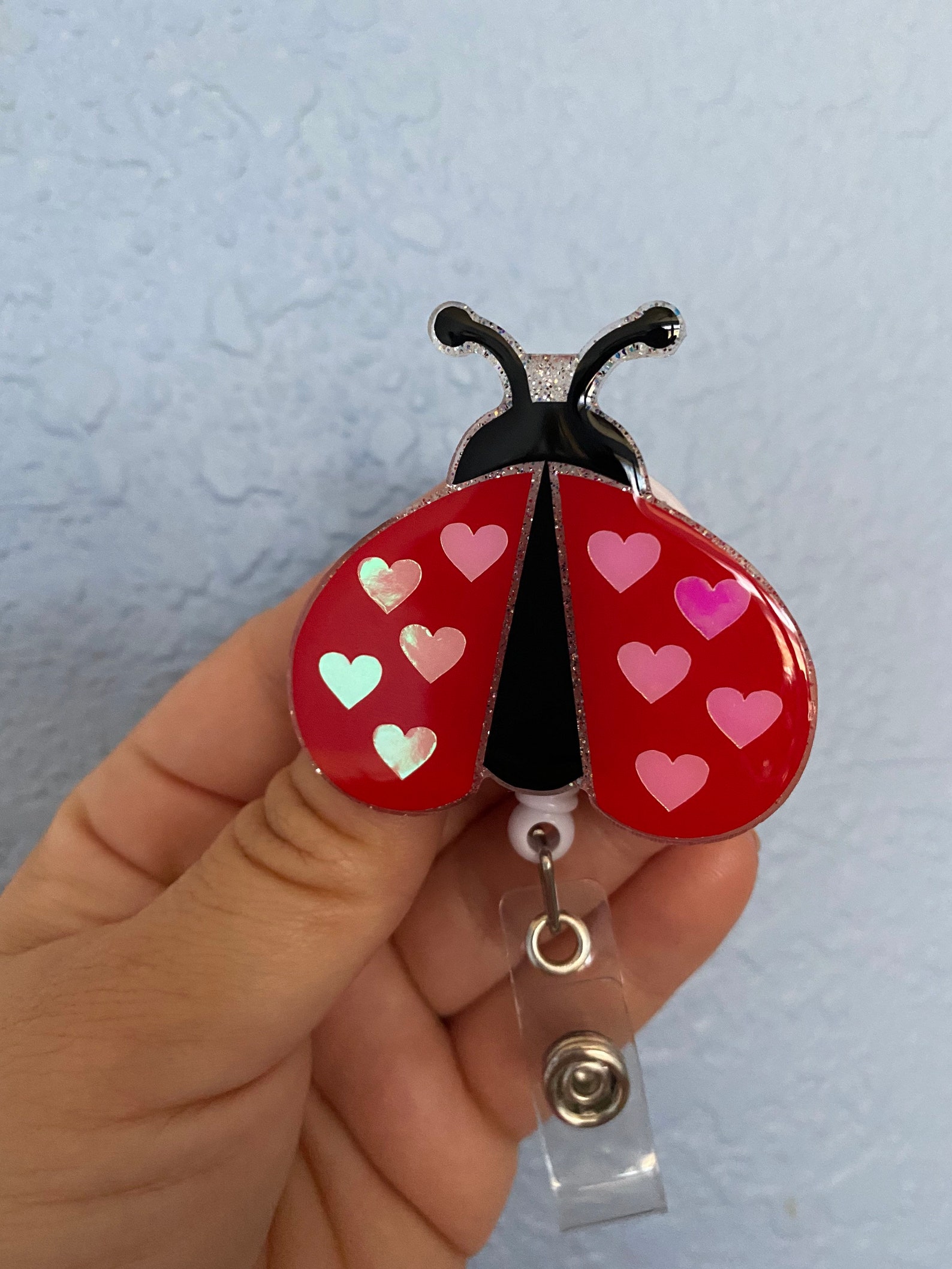 Ladybug Badge Reel | Valentines Day Badge Reel - Etsy
