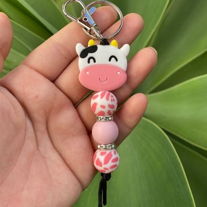 Strawberry Moo Keychain Cow Keychain - Etsy