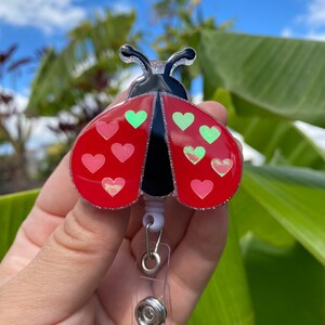 Ladybug Badge Reel | Valentines Day Badge Reel - Etsy