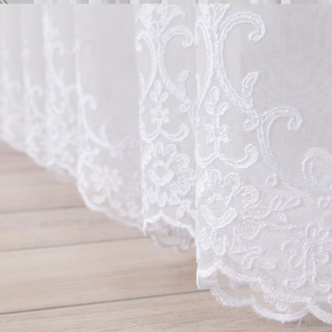 Sheers Curtain Embroidered Pattern at the Bottom Mesh Fabric - Etsy