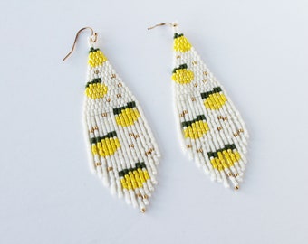 Beaded Lemon Earrings - Etsy