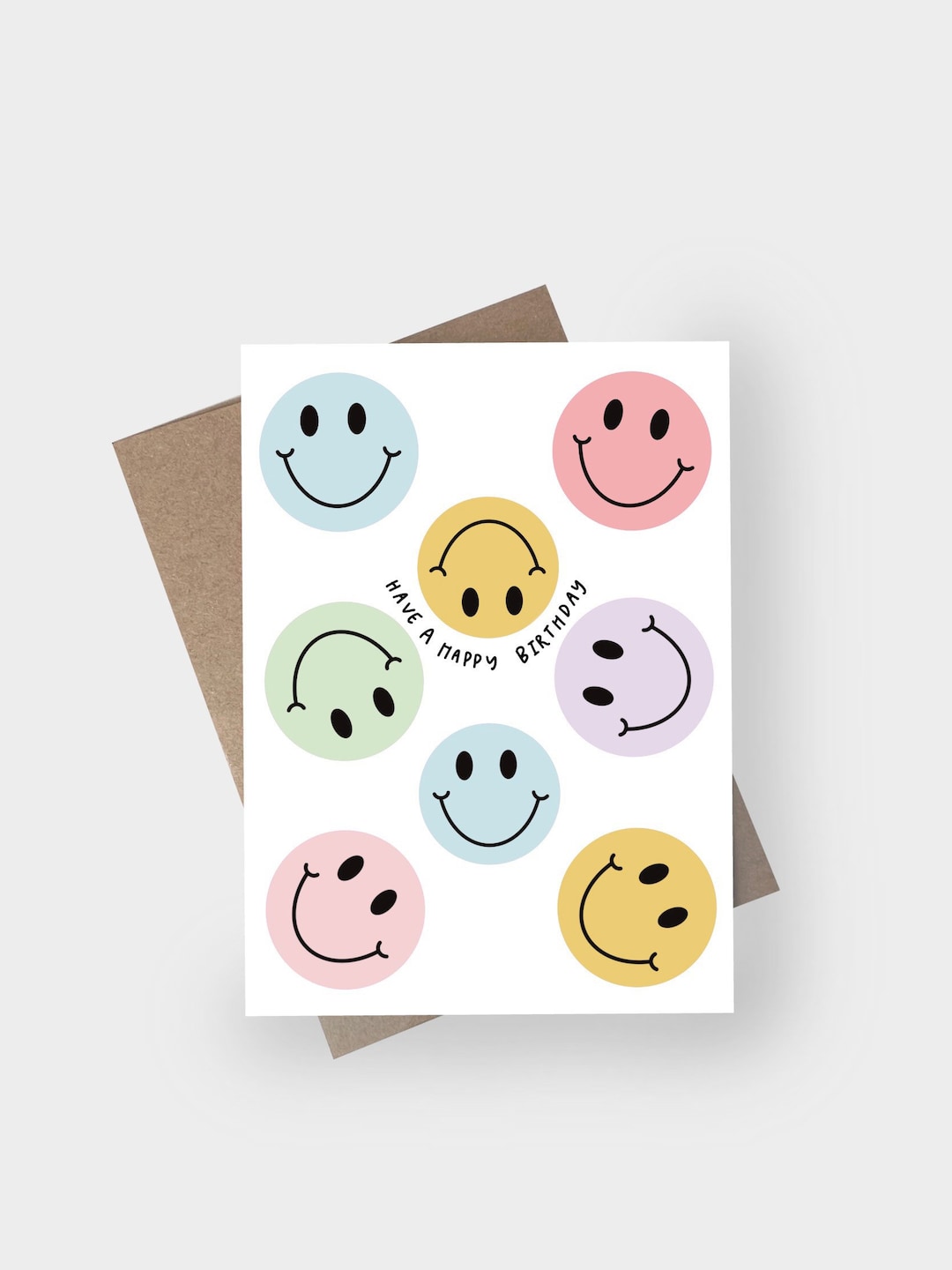 Happy Birthday Smiley Face Hand - Drawn Greeting Card, Gift Card Holder ...