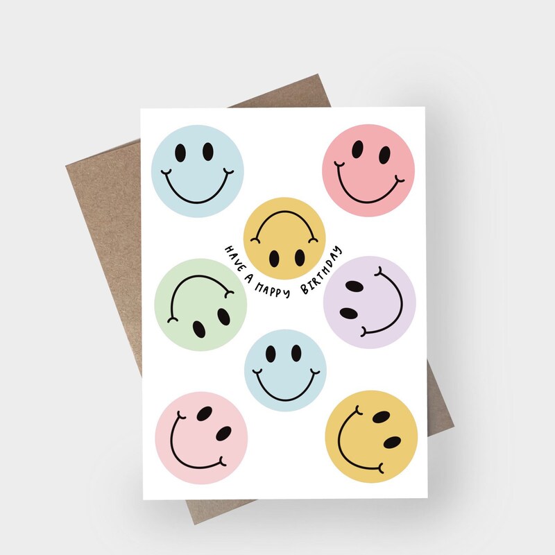 Smiley Face Card - Etsy