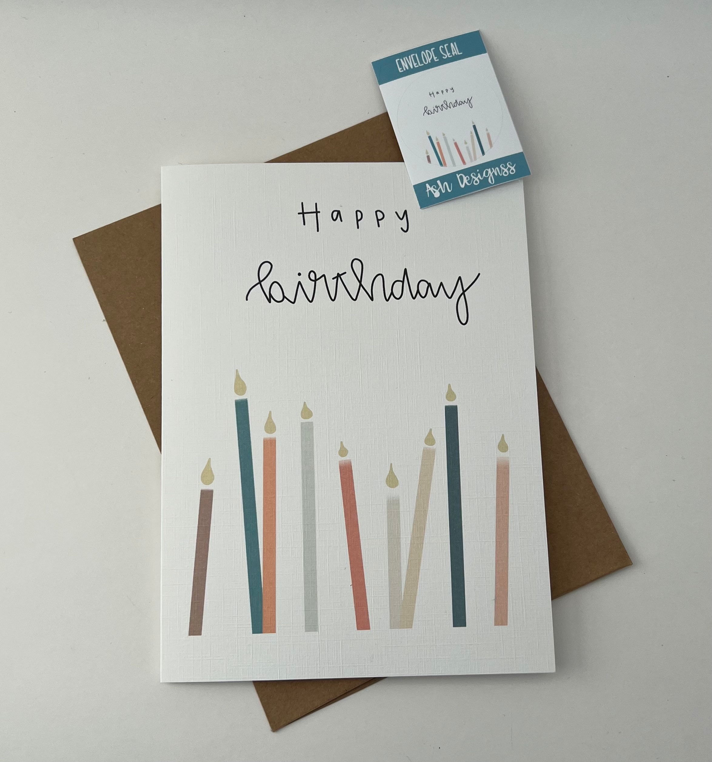 Happy Birthday Candles Hand-drawn Greeting Card, Gift Card Holder ...