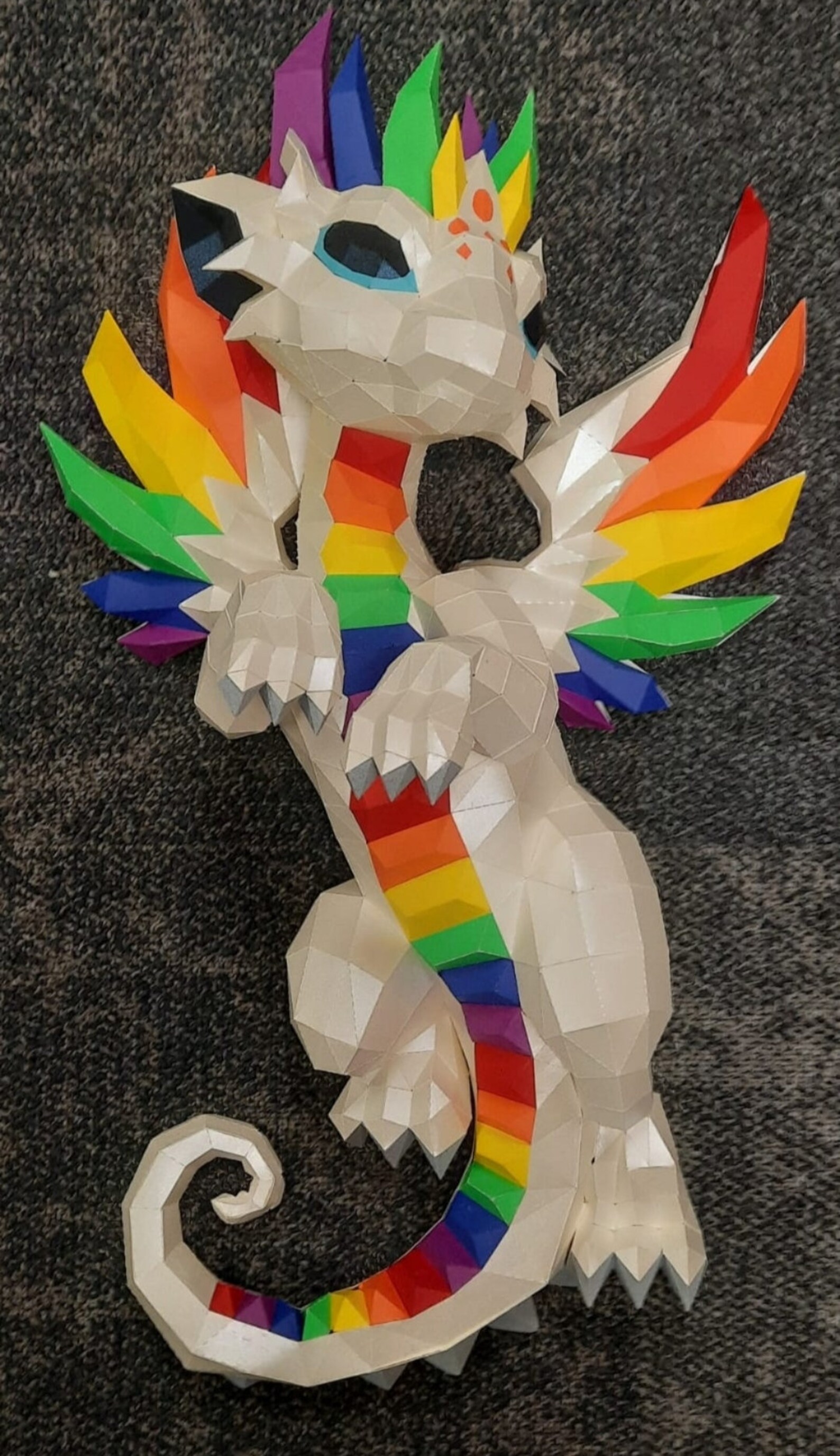 Rainbow Dragón,pdf Template, DIY 3d Model, Fanart, Paper Sculpture, Low ...
