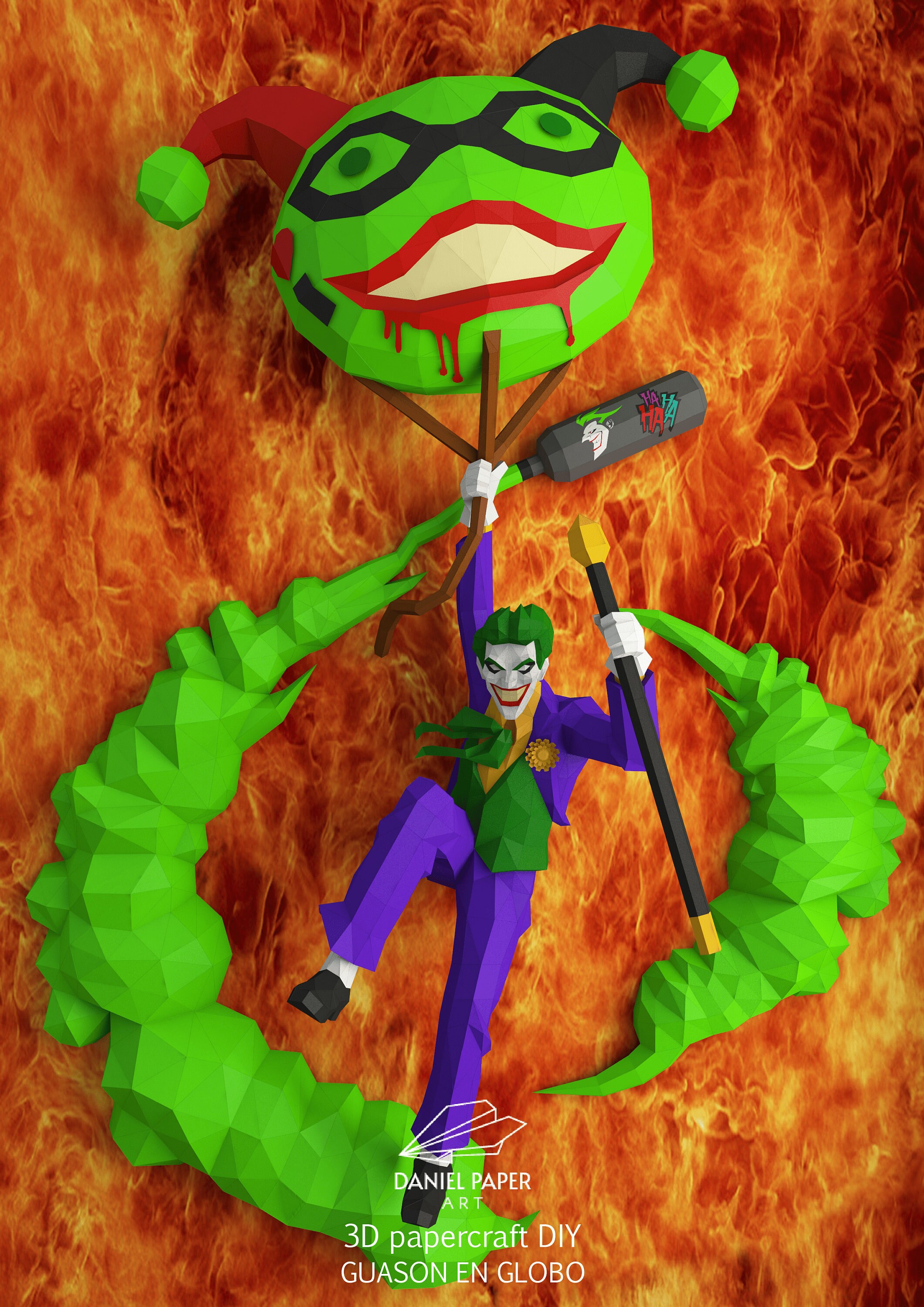 Joker in Balloon, PDF Template, DIY 3d Model, Fanart, Paper Sculpture ...