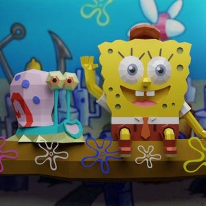 Spongebob and Gary PDF Template, DIY 3d Model, Fanart, Paper Sculpture ...