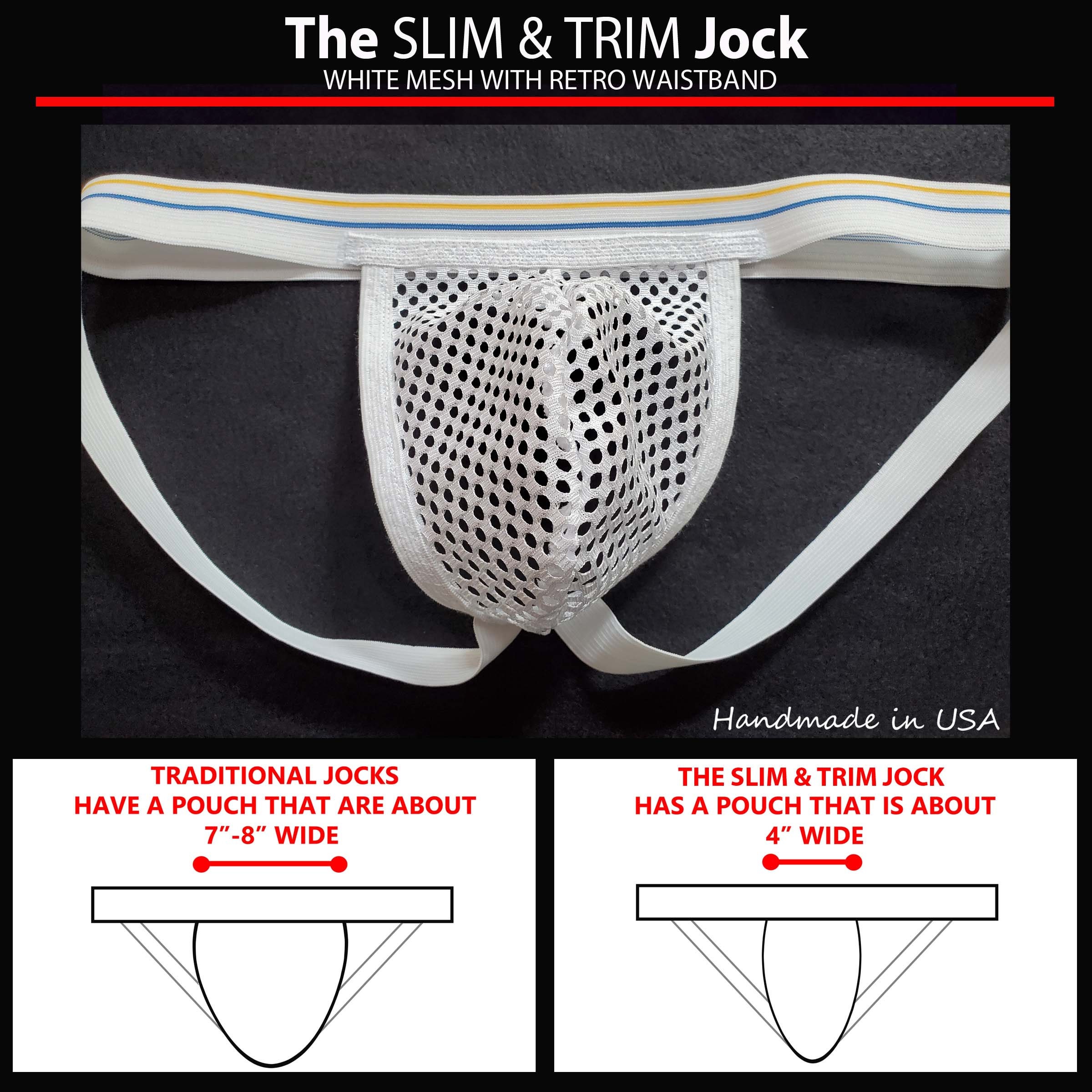 Retro Slim White Mesh Jockstrap, Jock, Athletic Supporter, White See ...