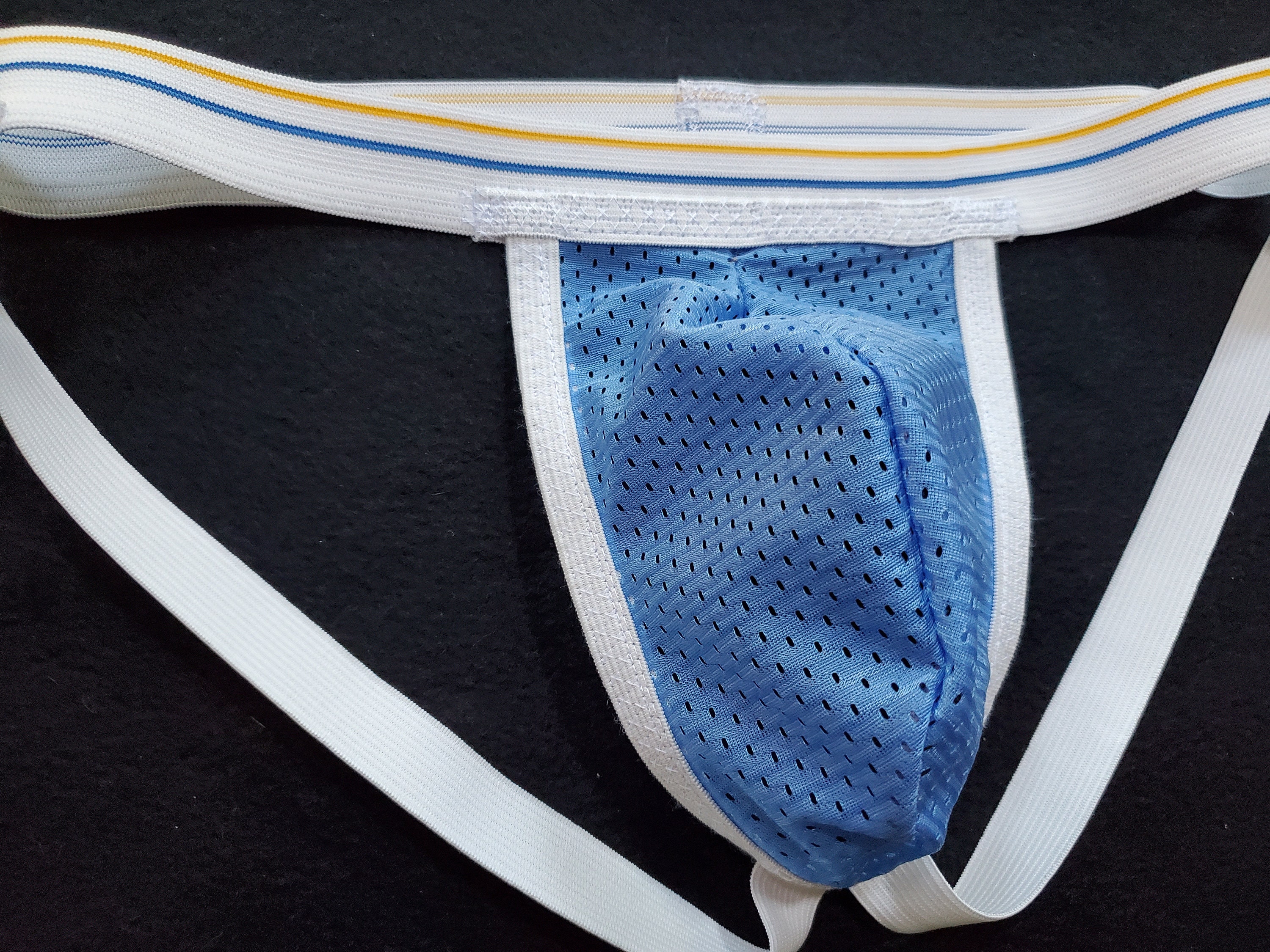 Retro Slim Blue Mesh Jockstrap Jock Athletic Supporter Blue See
