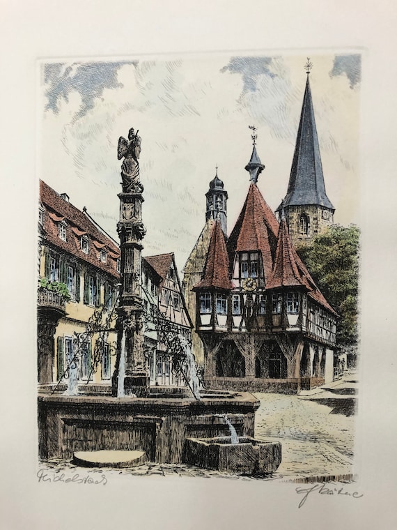 Michelstadt Germany Etching - Etsy