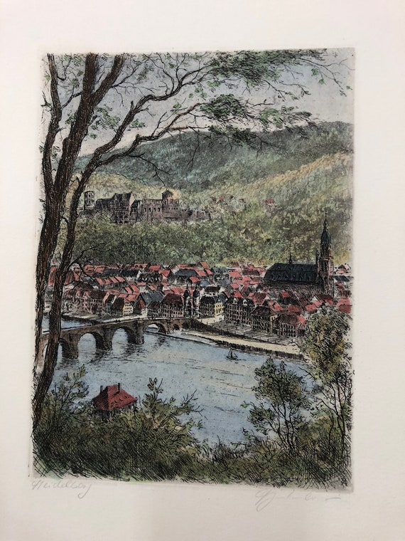 Heidelberg Germany Etching - Etsy