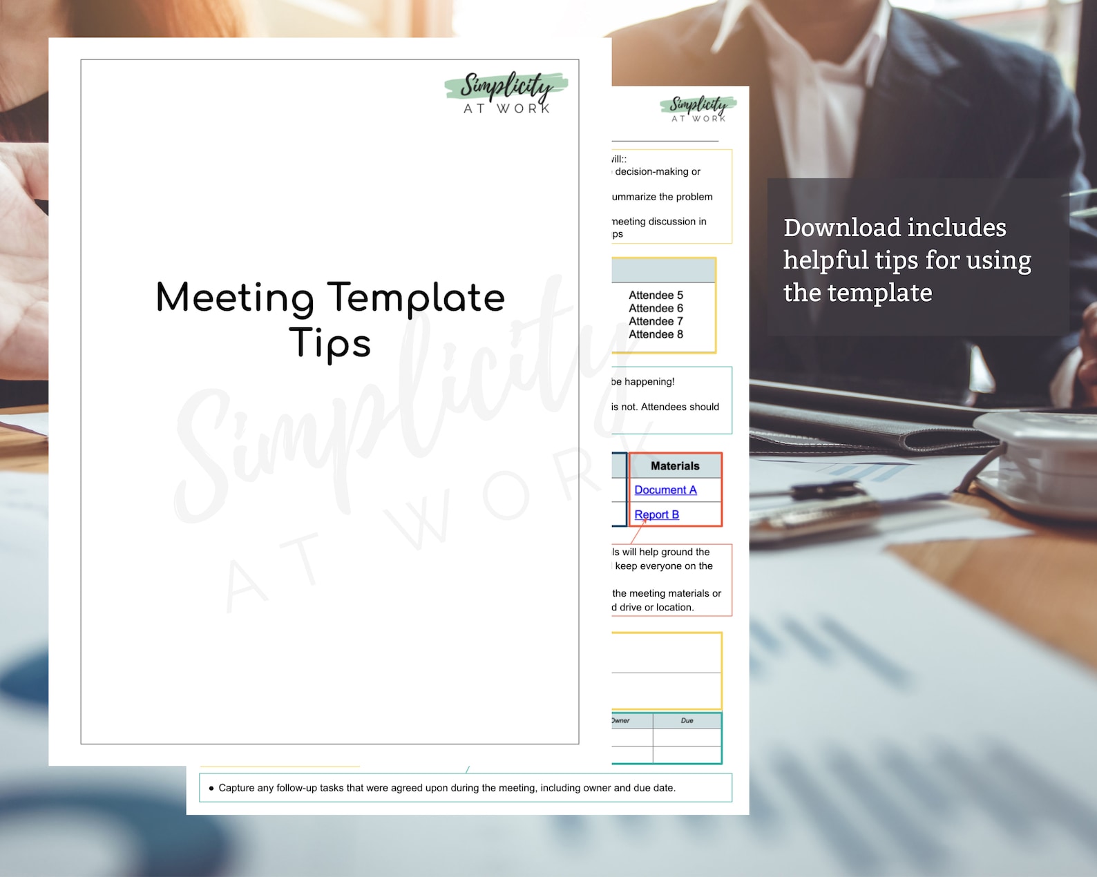 Business Meeting Template - Digital Download, Editable, Meeting Agenda ...