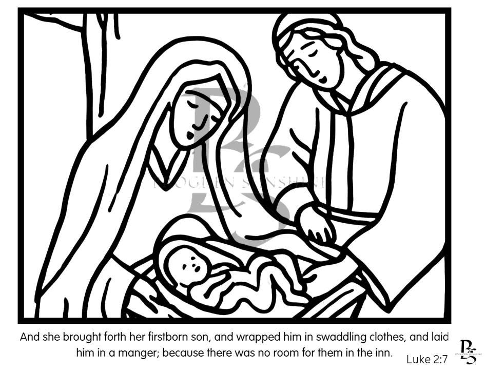 Printable Shareable Holy Family Color Sheet Kids Parties Sunday School ...