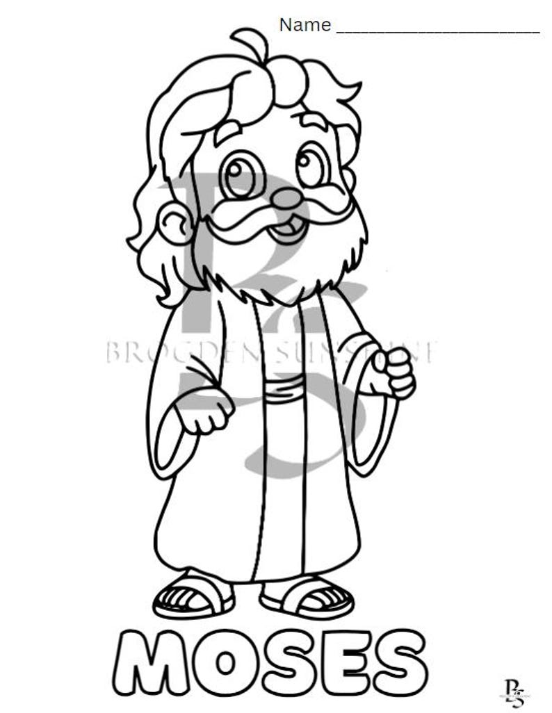 Toddler Pre-k Color Sheet Printable Downloadable PDF Bible Moses Church ...
