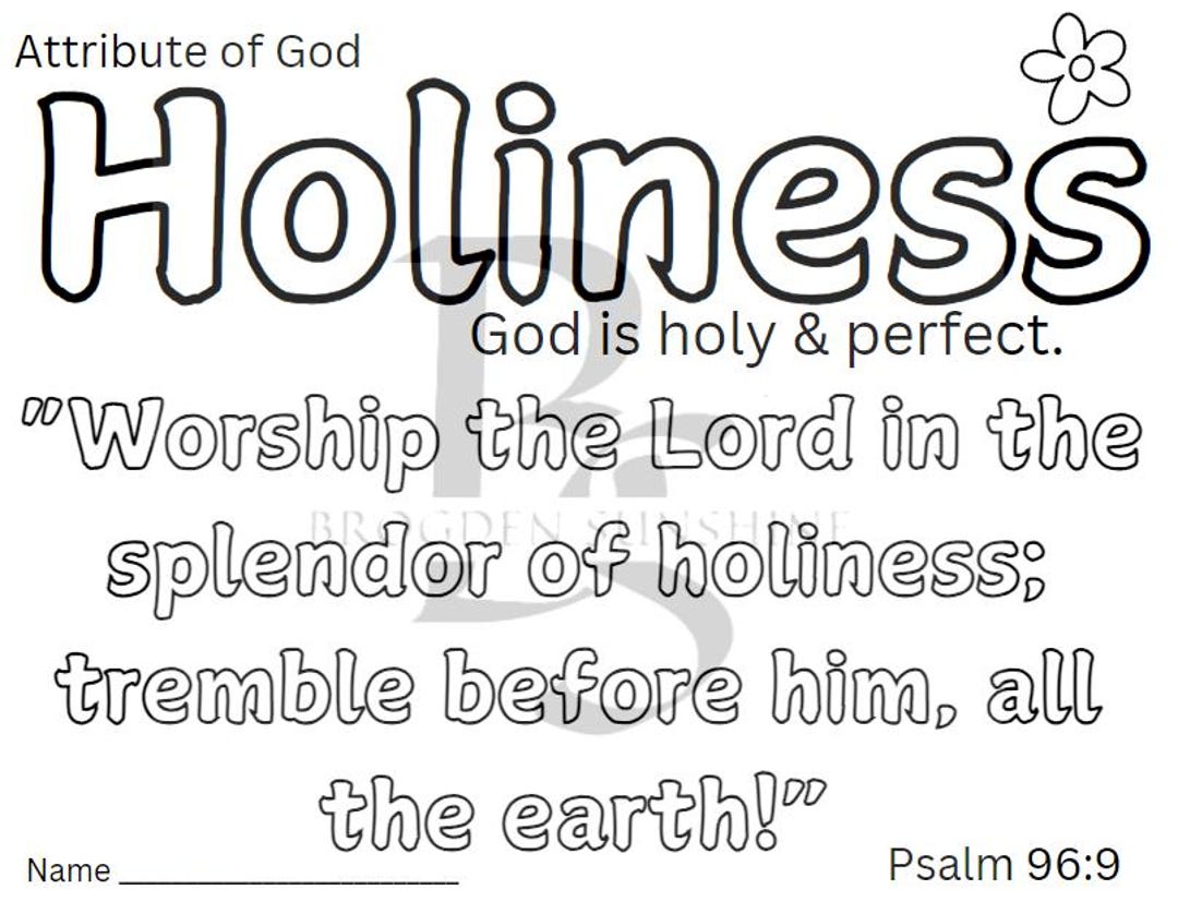Attributes of God Color Sheet Holiness Sunday School Teacher Church ...