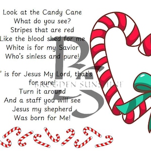 Printable Shareable Candy Cane Poem About Jesus Postcard 4 per Sheet ...