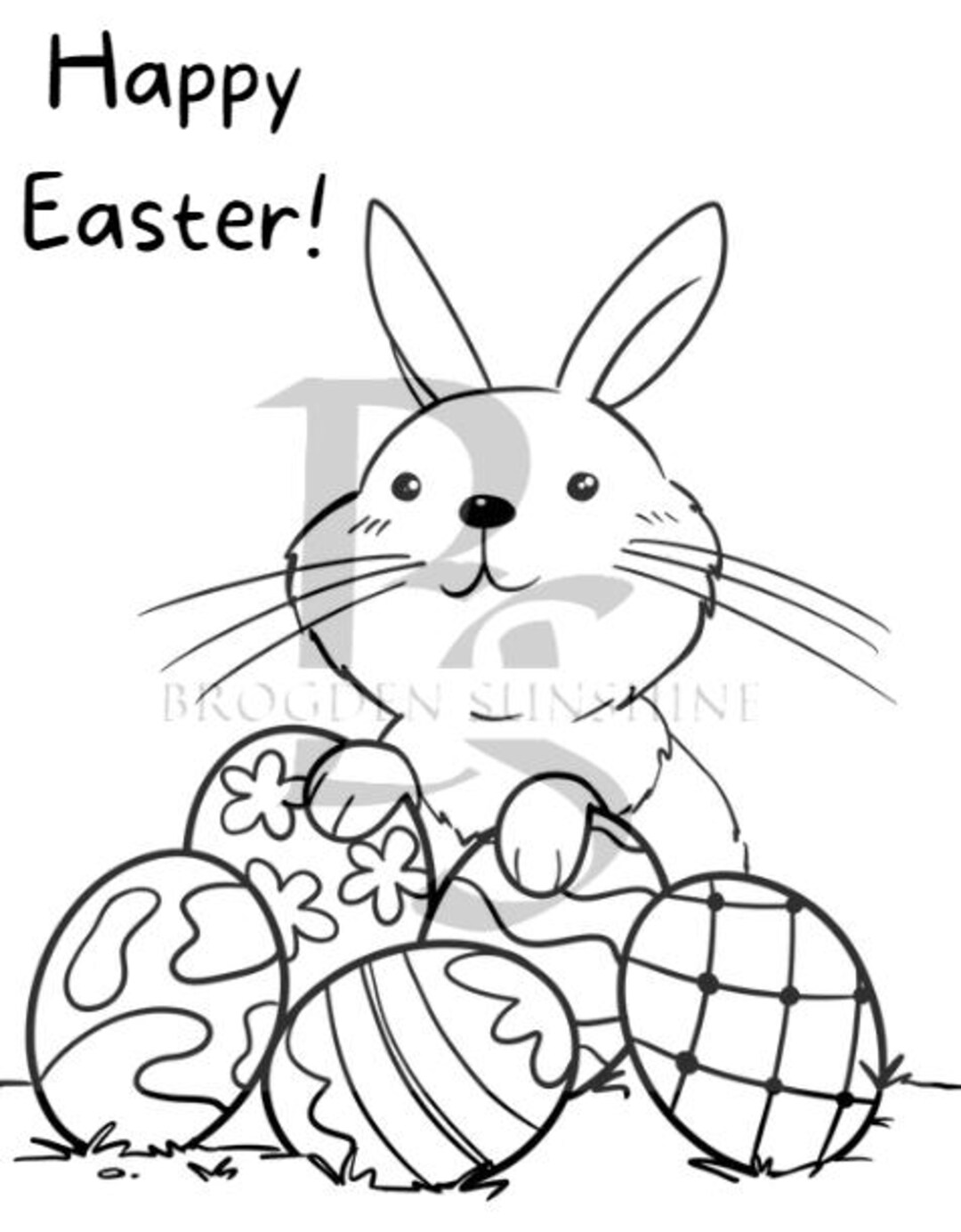 Spring Color Sheet Bunny Eggs Easter Printable PDF Kids Preschool ...