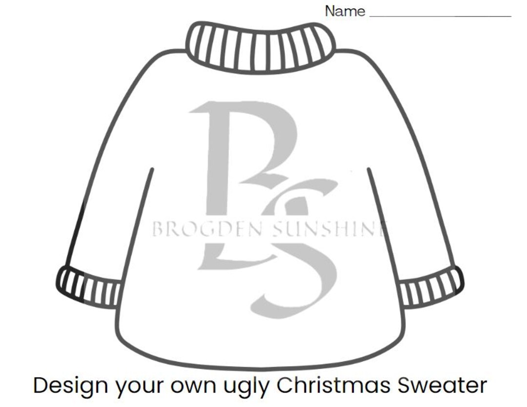 Christmas Ugly Sweater Design Sheet Printable Shareable Color Sheet ...