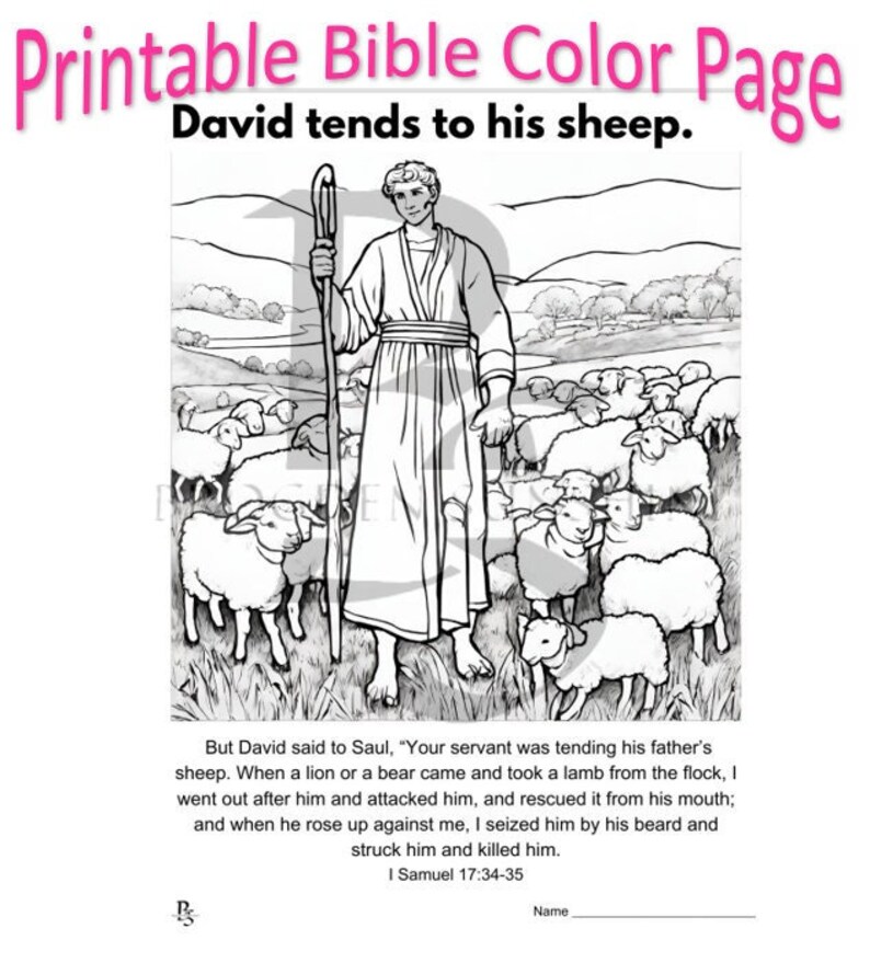 Sunday School Printable, Handout, David, Color Sheet, Sheep, Church ...
