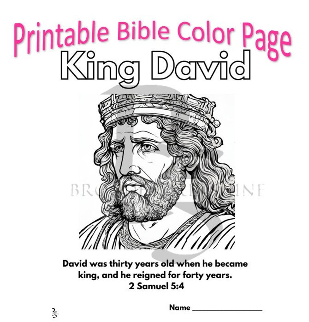 King David Sunday School Printable, Handout, Color Sheet, Church, Bible ...