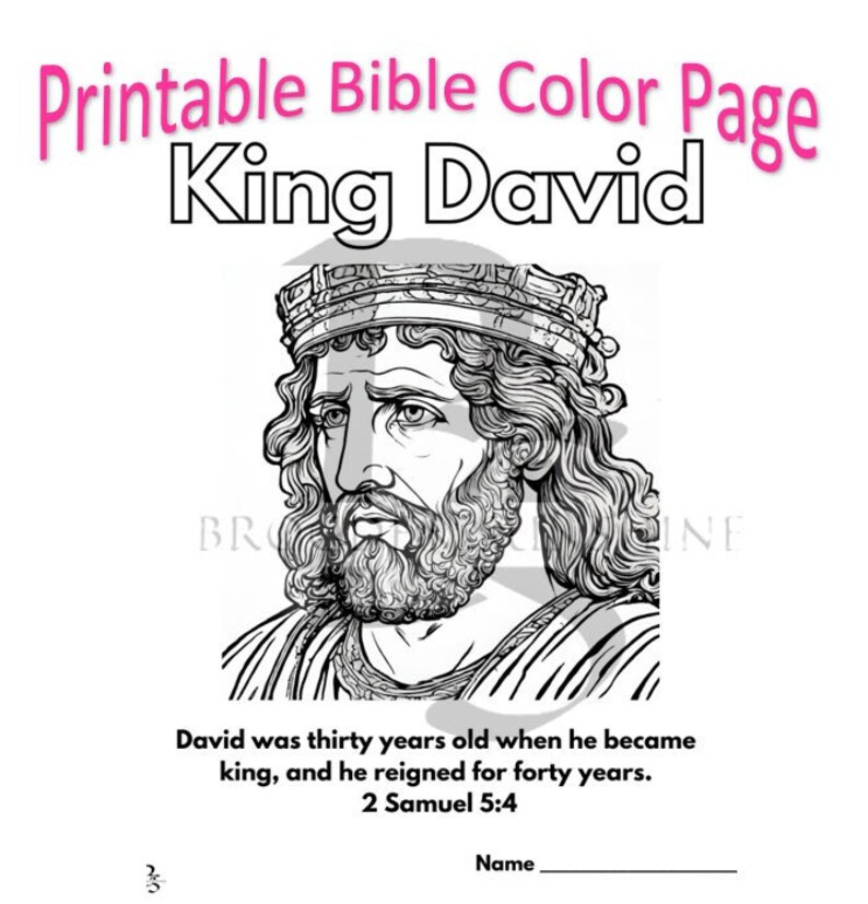 King David Sunday School Printable, Handout, Color Sheet, Church, Bible ...