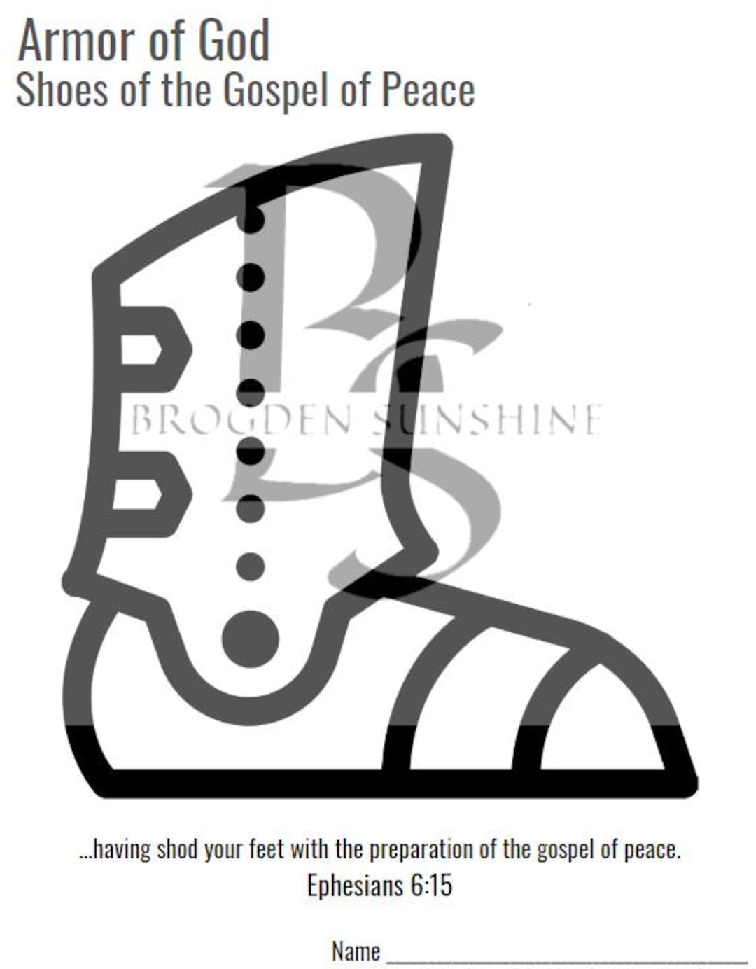 Armor of God Shoes of the Gospel of Peace Ephesians 6 Bible Coloring ...