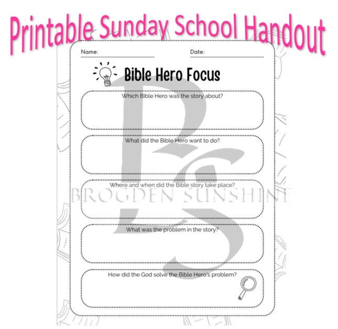 Bible Hero Focus Sunday School Printable, Handout, Worksheet, Church ...