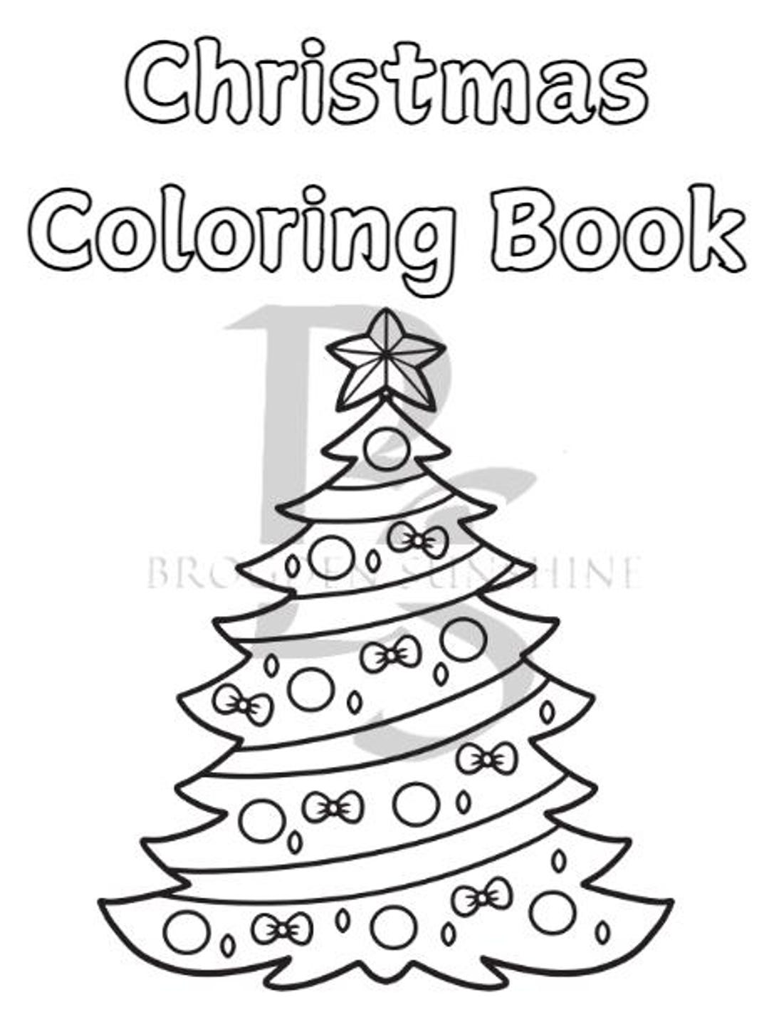 Christmas Coloring Book Pages Santa Penguin Elf Tree Gingerbread House ...