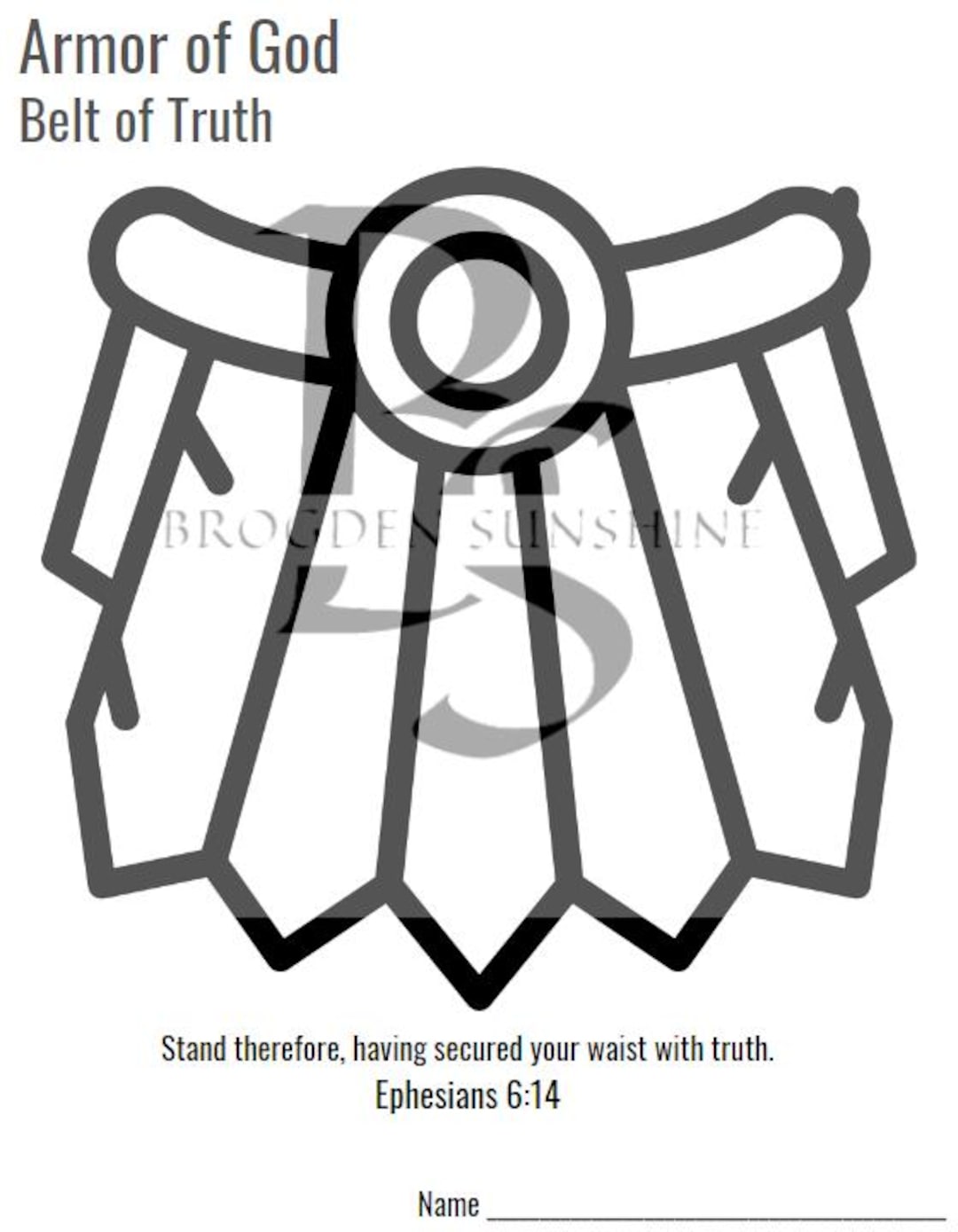 Armor of God Belt of Truth Ephesians 6 Bible Coloring Sheet Sunday ...