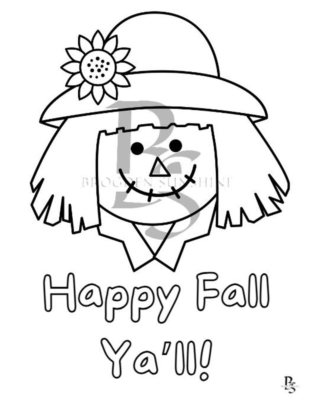 Printable Shareable Happy Thanksgiving Scarecrow Day Color Sheet ...
