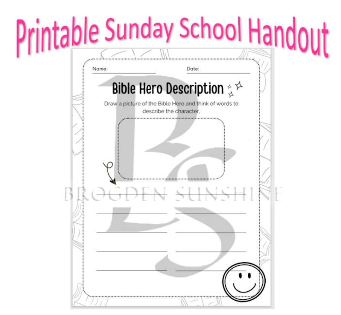 Sunday School Printable, Handout, Worksheet, Church, Bible, Hero ...