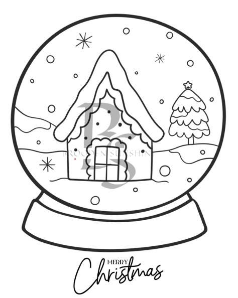 Printable Shareable Merry Christmas Snowglobe Color Sheet Kids Parties ...