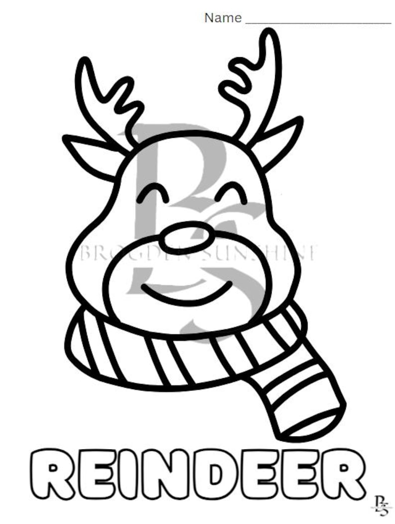 Toddler Pre-k Color Sheet Printable Downloadable PDF Christmas Reindeer ...