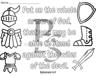 Armor of God Helmet of Salvation Ephesians 6 Bible Coloring Sheet ...
