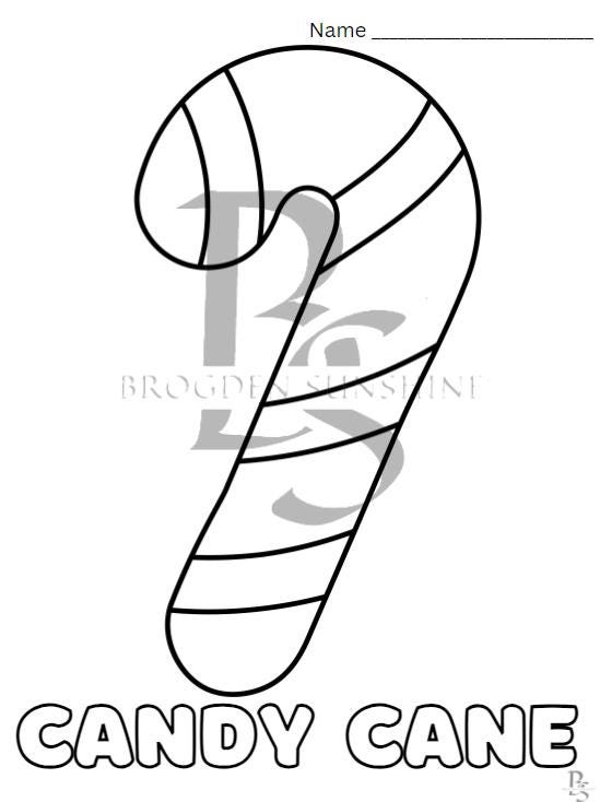 Toddler Pre-k Color Sheet Printable Downloadable PDF Candy Cane ...