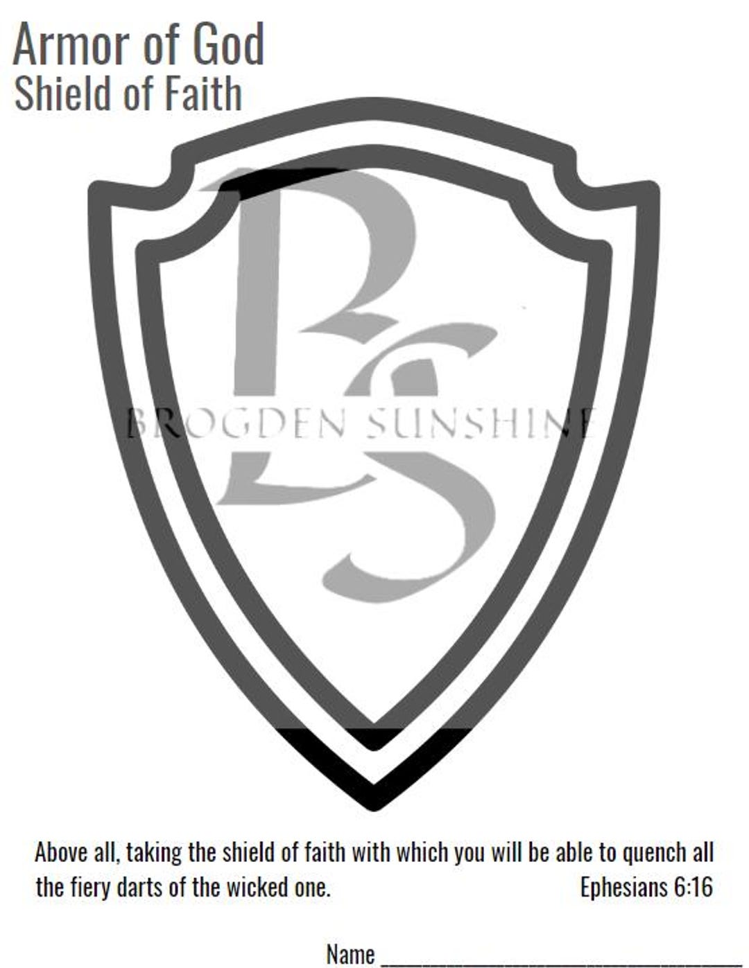 Armor of God Shield of Faith Ephesians 6 Bible Coloring Sheet Sunday ...