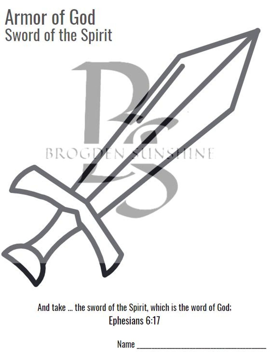 Armor of God Sword of the Spirit Ephesians 6 Bible Coloring Sheet ...