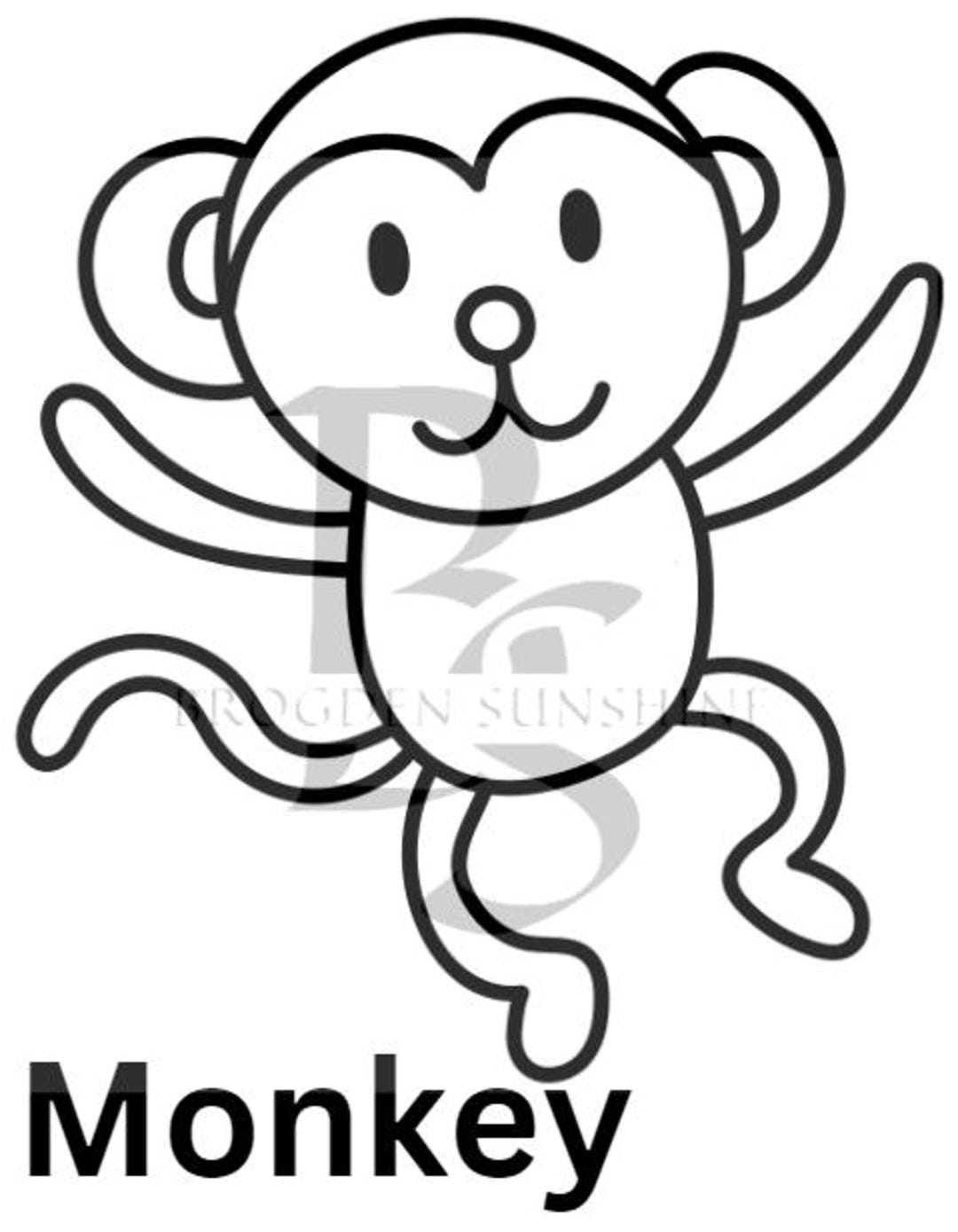 Monkey Color Sheet Printable PDF Kids Preschool Toddler Children School ...