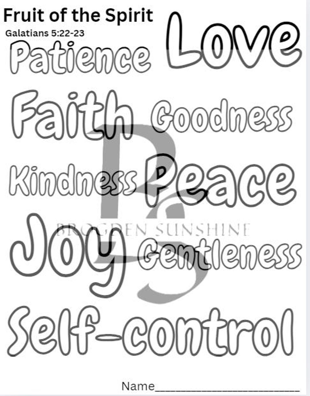 Fruit of the Spirit Galatians 5:22-23 Printable Color Sheet Sunday ...