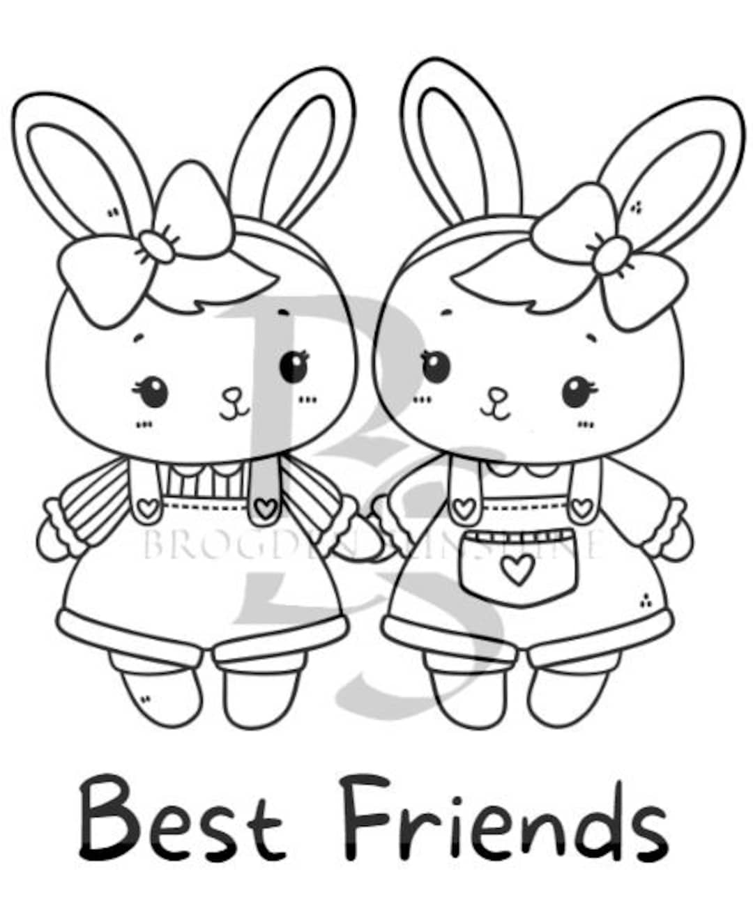 Spring Color Sheet Bunny Best Friends Easter Printable PDF Kids ...