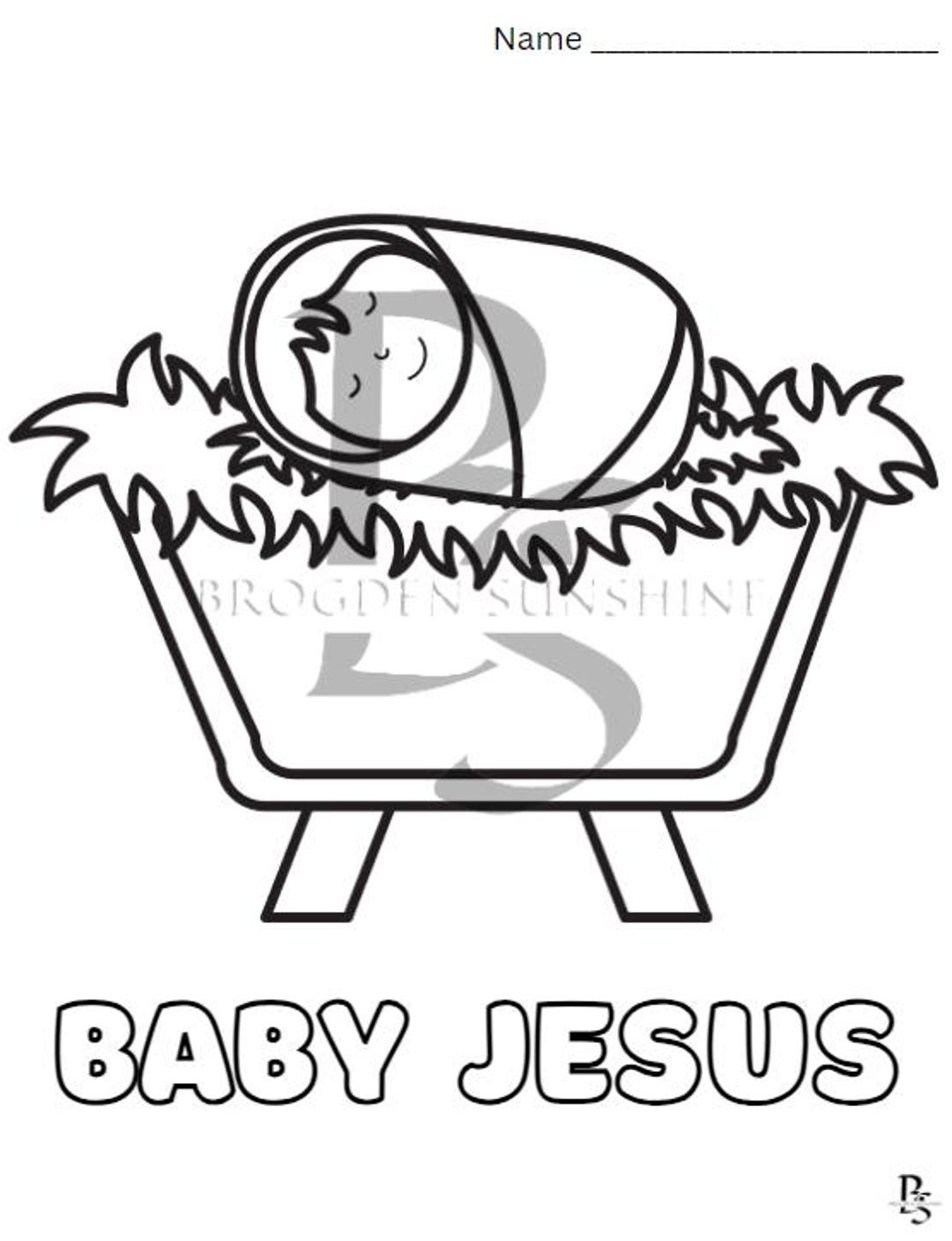 Toddler Pre-k Color Sheet Printable Downloadable PDF Christmas Manger ...