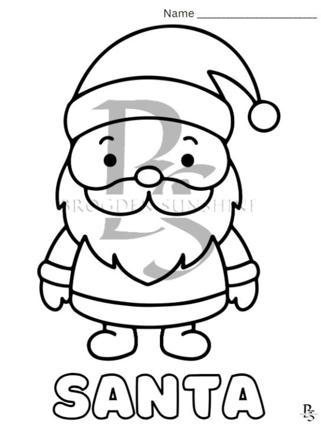 Toddler Pre-k Color Sheet Printable Downloadable PDF Santa Christmas ...