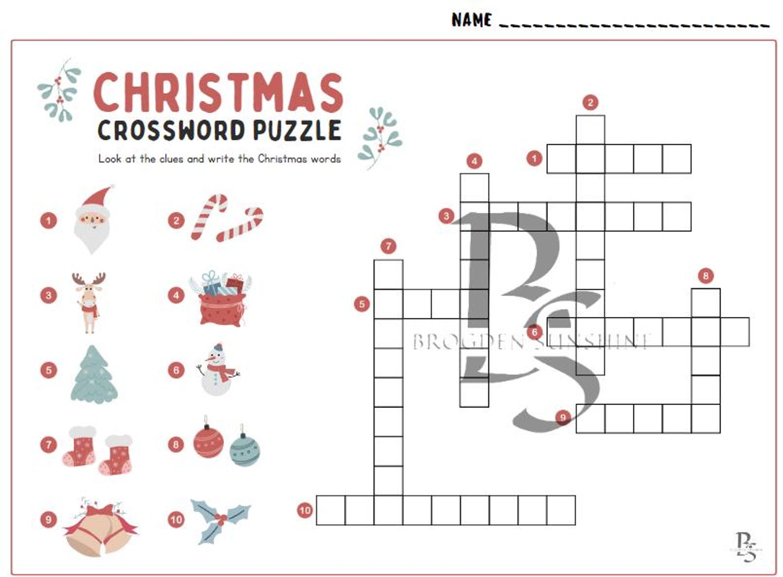 Printable Shareable Merry Christmas Crossword Puzzle Kids Parties ...