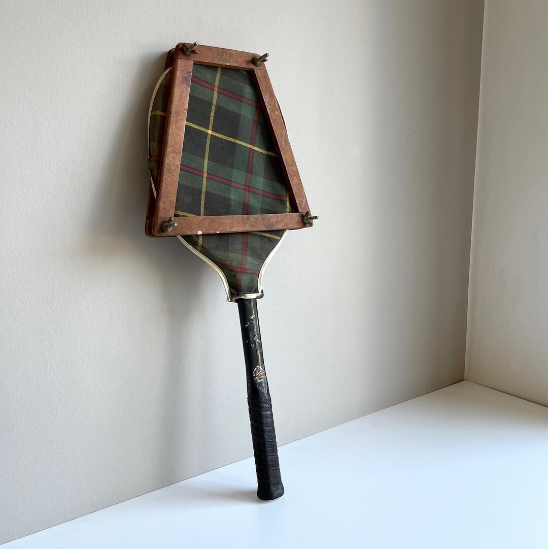 Vintage Tennis Racket. Wood . Check Pattern Case. TAD. Davis - Etsy