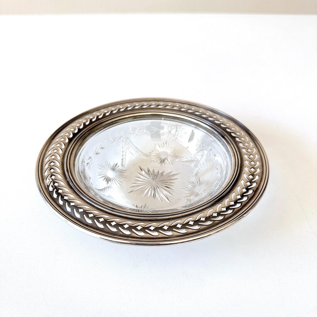 Vintage Bowl. R. Wallace & Son. USA. Sterling Silver. Crystal Glass ...