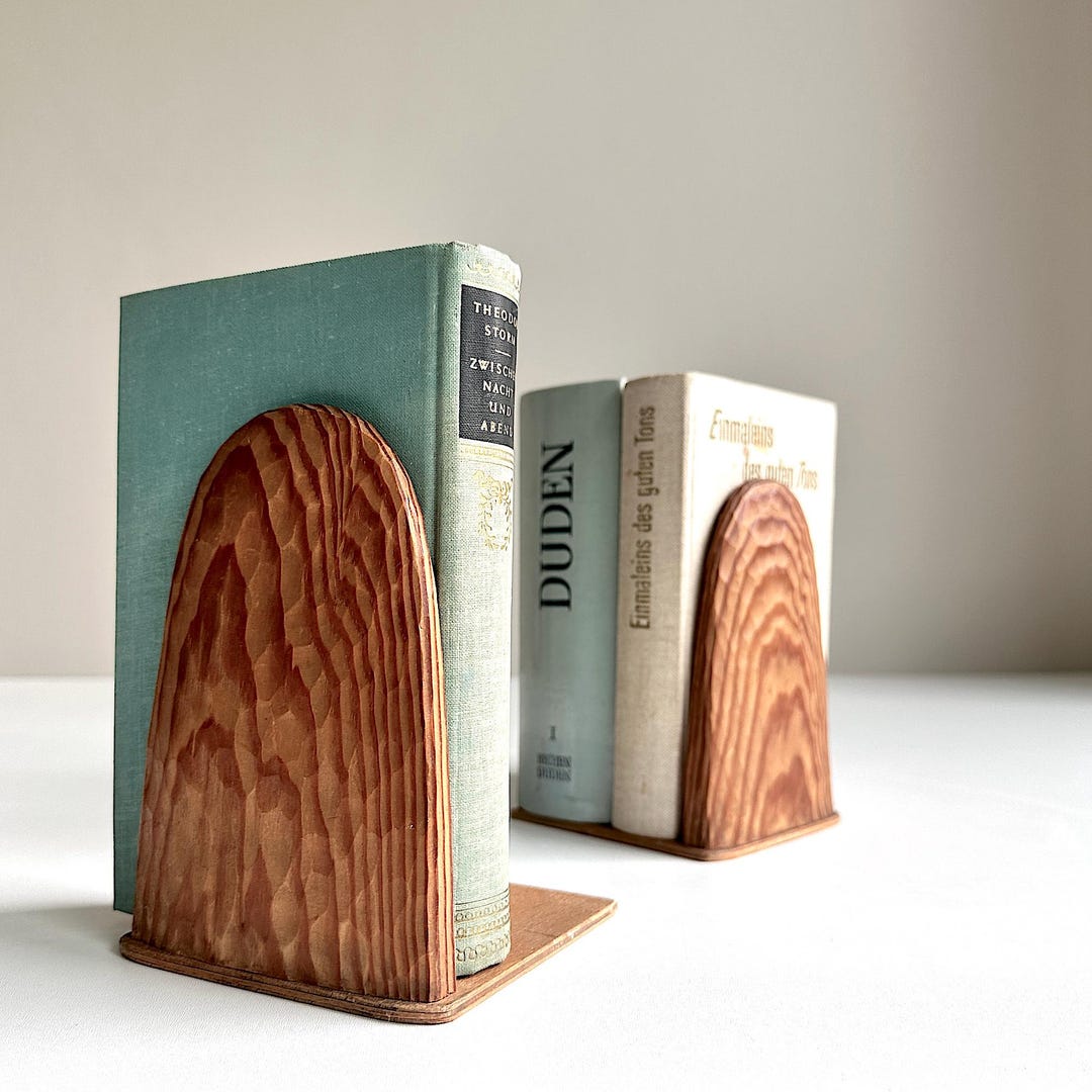 Vintage Bookends . Wood . Anthroposophical . Carving . Handcraft . Mid ...