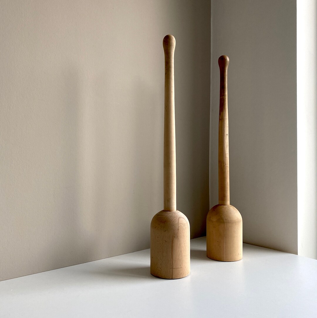 Vintage Masher. XXL. 2 Pieces . Wood . Handwork . Carved. Japandi. Boho ...