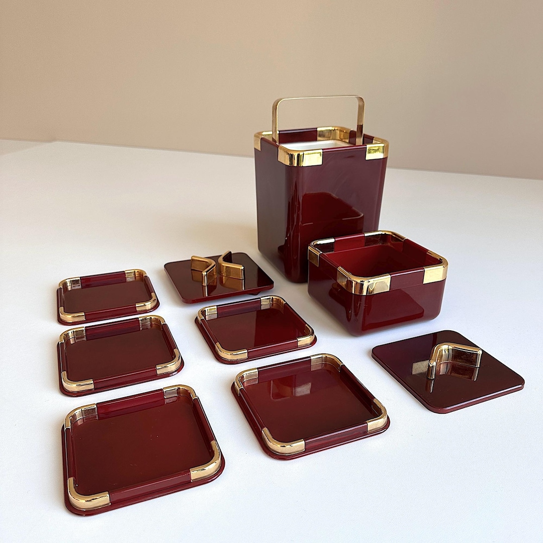 Vintage Bar Set . Turnwald Collection . Ice Bucket . Coasters ...