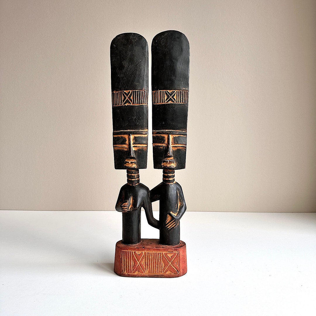 Vintage Sculpture. Wood . Fanti. Ghana. Africa. Double Figure ...